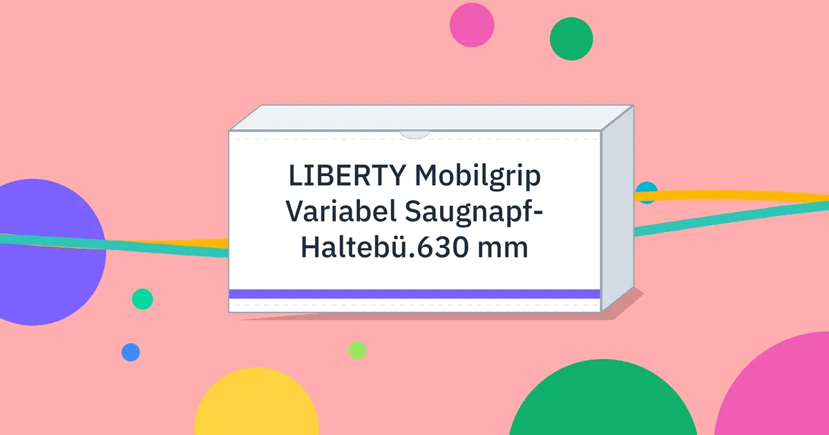 Symbolbild: Packung mit der Aufschrift LIBERTY Mobilgrip Variabel Saugnapf-Haltebü.630 mm (PZN 19053536) – Verfügbarkeit und Bezug in Apotheken in Frankfurt am Main