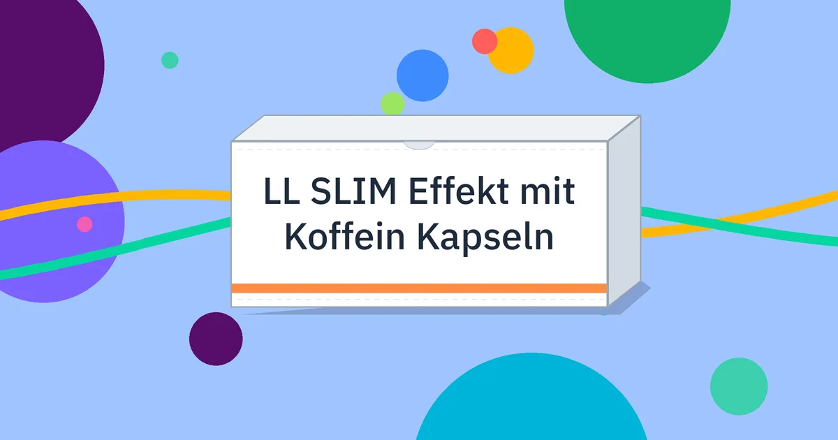 Symbolbild: Packung mit der Aufschrift LL SLIM Effekt mit Koffein Kapseln (PZN 19349478) – Verfügbarkeit und Bezug in Apotheken in Frankfurt am Main