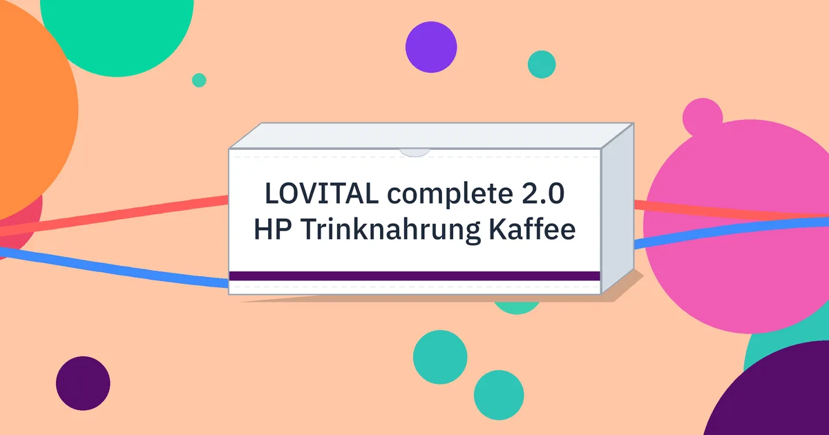 Symbolbild: Packung mit der Aufschrift LOVITAL complete 2.0 HP Trinknahrung Kaffee (PZN 17161569) – Verfügbarkeit und Bezug in Apotheken in Frankfurt am Main