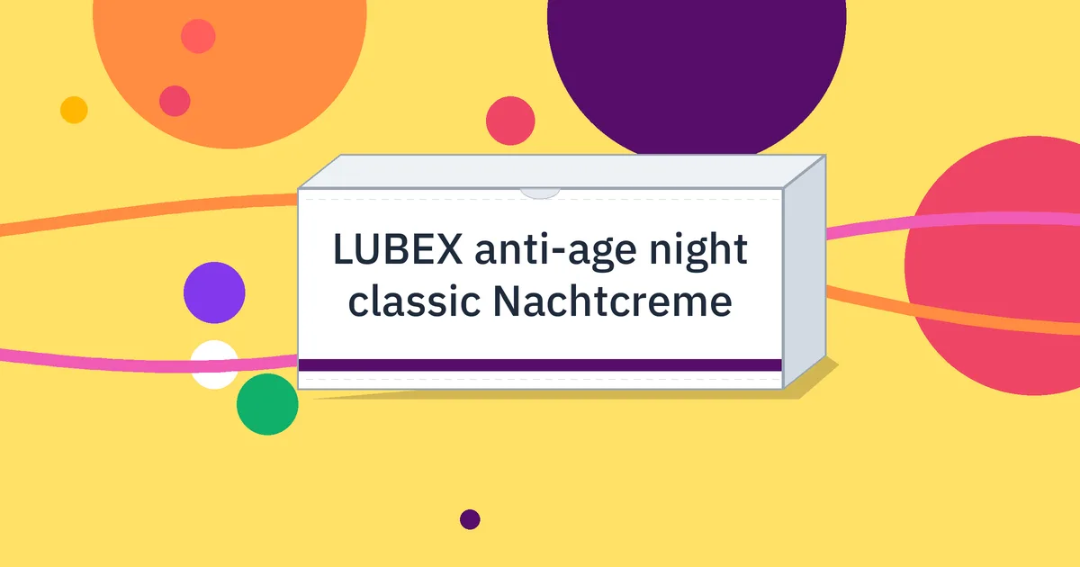 Symbolbild: Packung mit der Aufschrift LUBEX anti-age night classic Nachtcreme (PZN 16156767) – Verfügbarkeit und Bezug in Apotheken in Frankfurt am Main