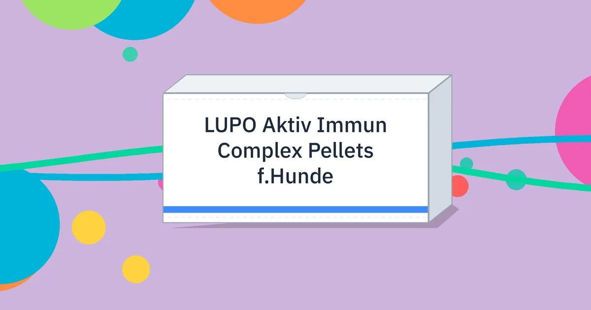 Symbolbild: Packung mit der Aufschrift LUPO Aktiv Immun Complex Pellets f.Hunde (PZN 19251779) – Verfügbarkeit und Bezug in Apotheken in Frankfurt am Main