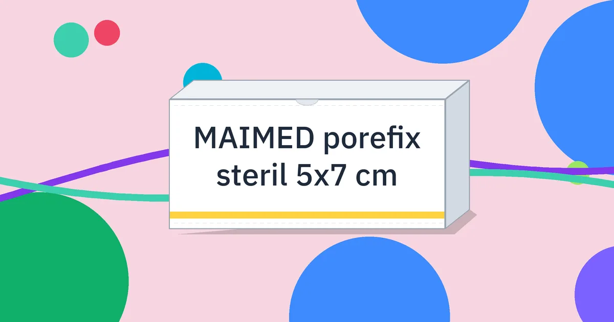 Symbolbild: Packung mit der Aufschrift MAIMED porefix steril 5x7 cm (PZN 15565104) – Verfügbarkeit und Bezug in Apotheken in Frankfurt am Main