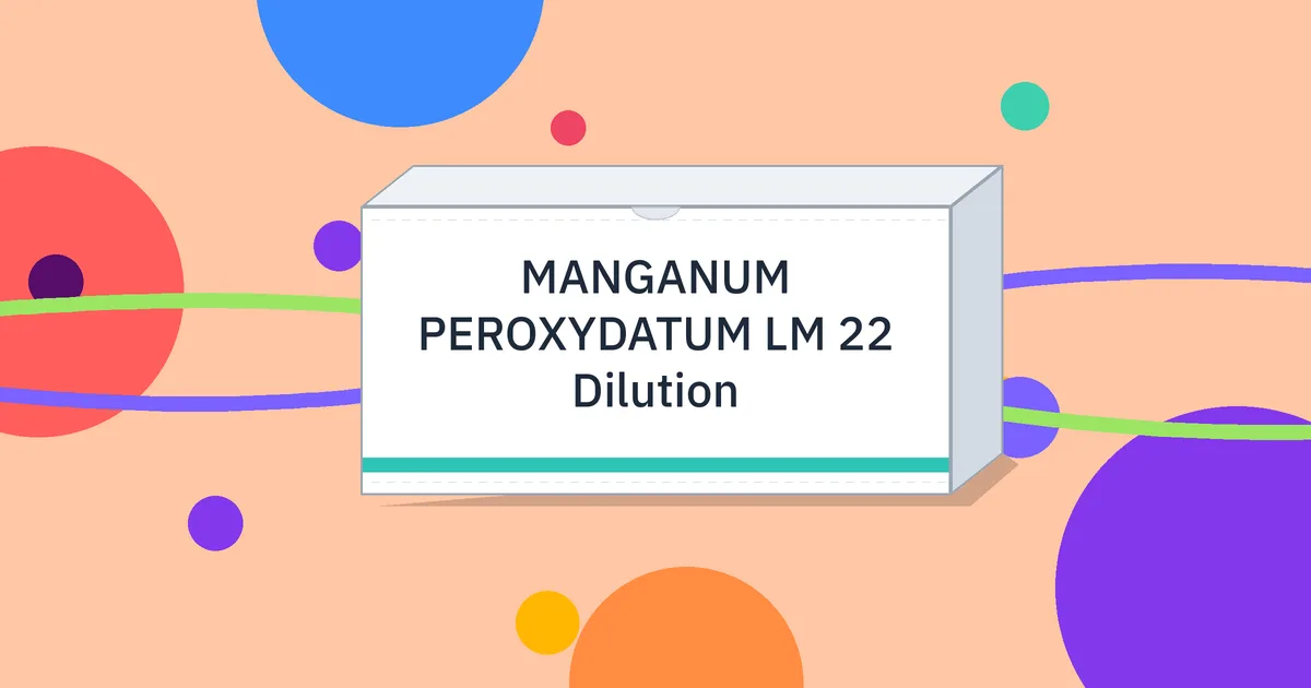 Symbolbild: Packung mit der Aufschrift MANGANUM PEROXYDATUM LM 22 Dilution (PZN 12945208) – Verfügbarkeit und Bezug in Apotheken in Frankfurt am Main