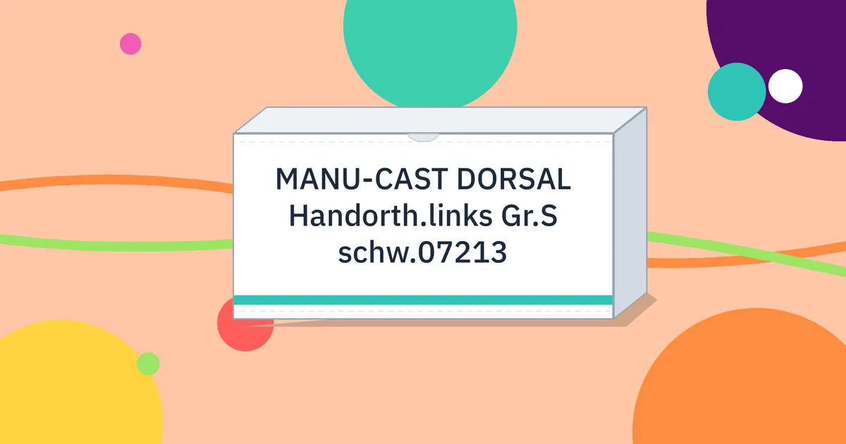 Symbolbild: Packung mit der Aufschrift MANU-CAST DORSAL Handorth.links Gr.S schw.07213 (PZN 05015851) – Verfügbarkeit und Bezug in Apotheken in Frankfurt am Main