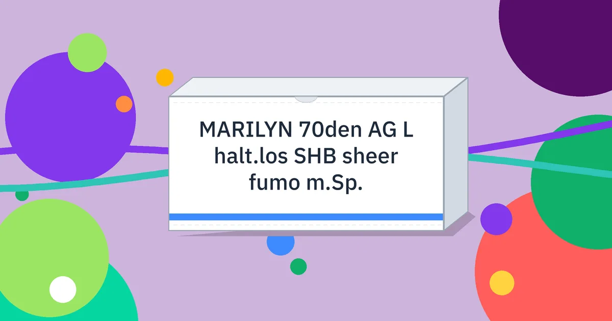 Symbolbild: Packung mit der Aufschrift MARILYN 70den AG L halt.los SHB sheer fumo m.Sp. (PZN 16187288) – Verfügbarkeit und Bezug in Apotheken in Frankfurt am Main