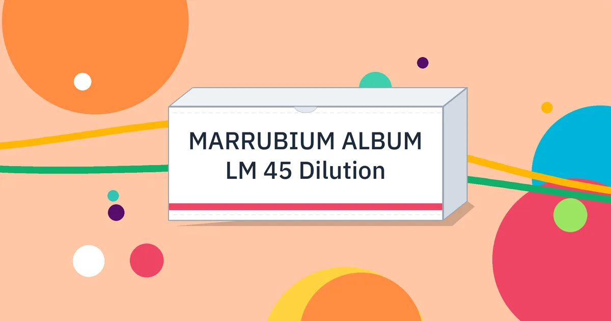 Symbolbild: Packung mit der Aufschrift MARRUBIUM ALBUM LM 45 Dilution (PZN 13602143) – Verfügbarkeit und Bezug in Apotheken in Frankfurt am Main