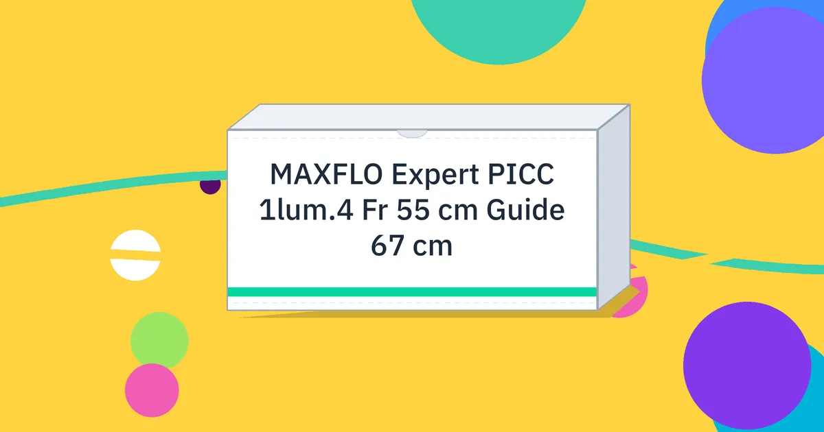 Symbolbild: Packung mit der Aufschrift MAXFLO Expert PICC 1lum.4 Fr 55 cm Guide 67 cm (PZN 15209556) – Verfügbarkeit und Bezug in Apotheken in Frankfurt am Main