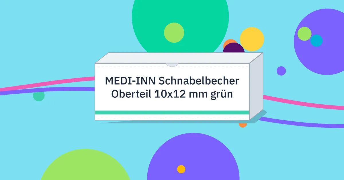 Symbolbild: Packung mit der Aufschrift MEDI-INN Schnabelbecher Oberteil 10x12 mm grün (PZN 08815724) – Verfügbarkeit und Bezug in Apotheken in Frankfurt am Main