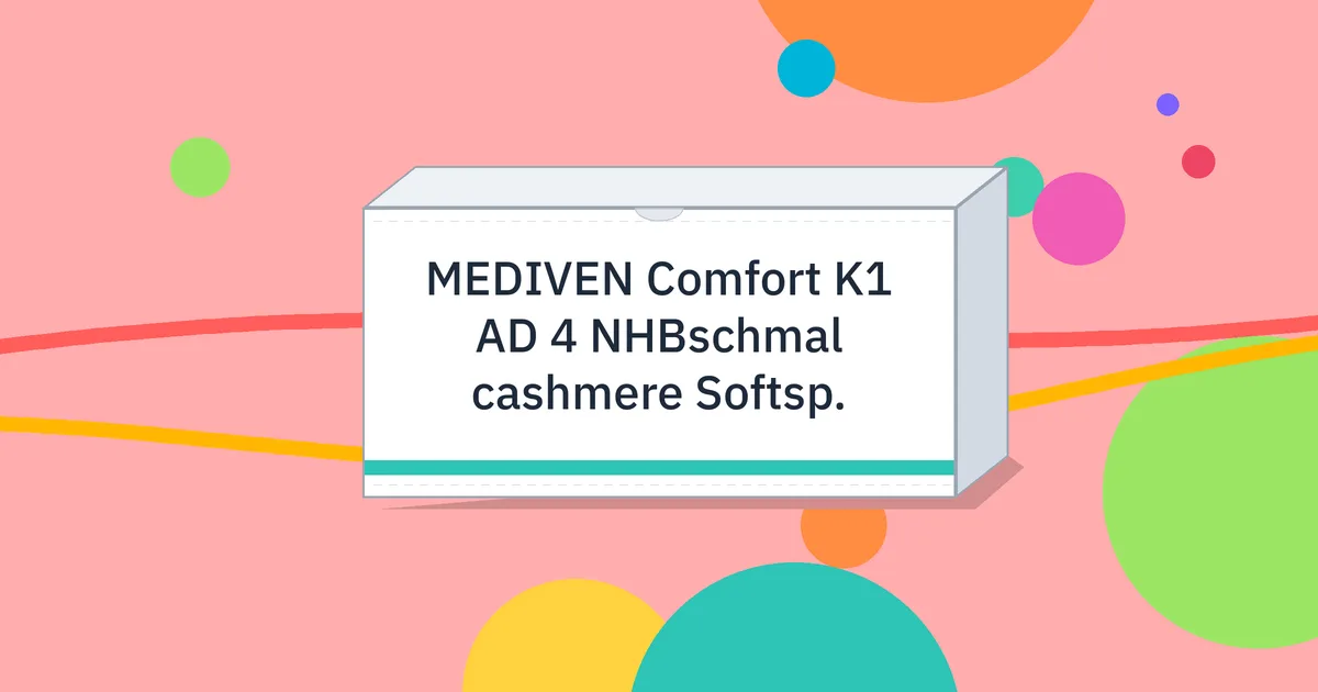 Symbolbild: Packung mit der Aufschrift MEDIVEN Comfort K1 AD 4 NHBschmal cashmere Softsp. (PZN 14659777) – Verfügbarkeit und Bezug in Apotheken in Frankfurt am Main