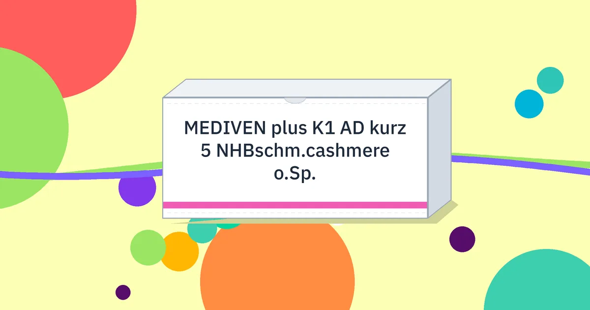Symbolbild: Packung mit der Aufschrift MEDIVEN plus K1 AD kurz 5 NHBschm.cashmere o.Sp. (PZN 15898952) – Verfügbarkeit und Bezug in Apotheken in Frankfurt am Main