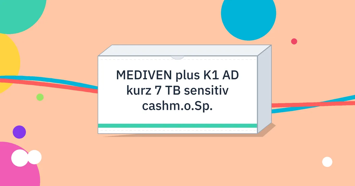 Symbolbild: Packung mit der Aufschrift MEDIVEN plus K1 AD kurz 7 TB sensitiv cashm.o.Sp. (PZN 15053249) – Verfügbarkeit und Bezug in Apotheken in Frankfurt am Main