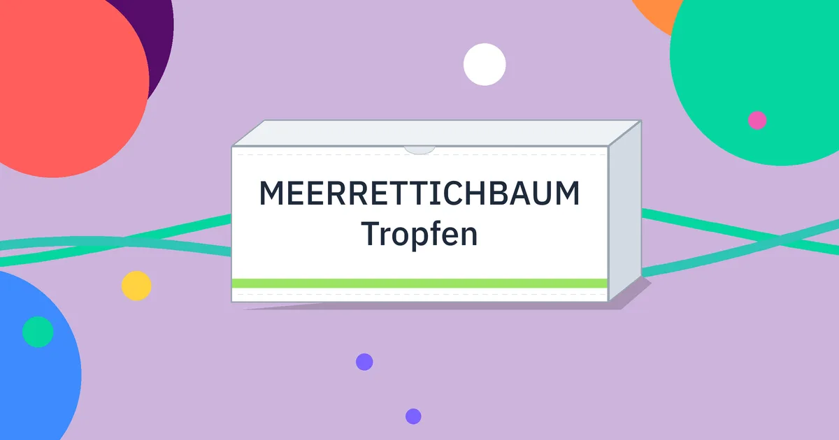 Symbolbild: Packung mit der Aufschrift MEERRETTICHBAUM Tropfen (PZN 17377559) – Verfügbarkeit und Bezug in Apotheken in Frankfurt am Main