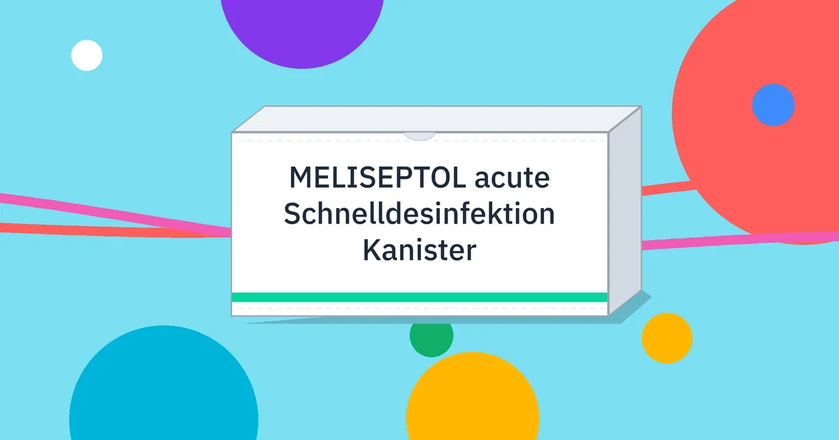 Symbolbild: Packung mit der Aufschrift MELISEPTOL acute Schnelldesinfektion Kanister (PZN 16771099) – Verfügbarkeit und Bezug in Apotheken in Frankfurt am Main
