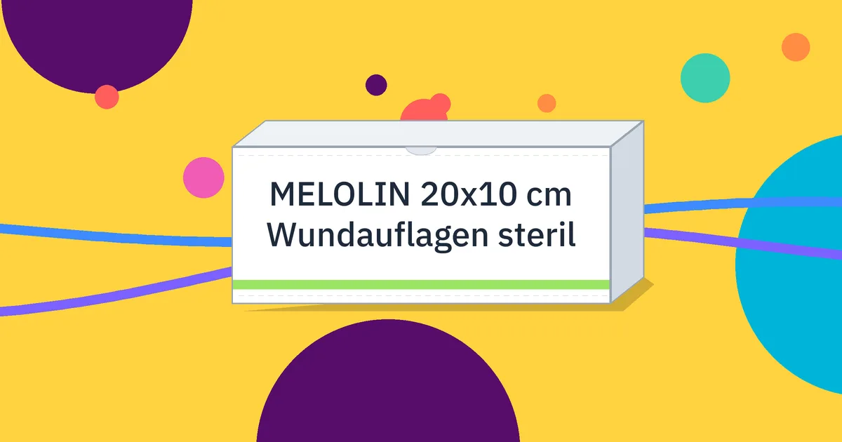 Symbolbild: Packung mit der Aufschrift MELOLIN 20x10 cm Wundauflagen steril (PZN 09488747) – Verfügbarkeit und Bezug in Apotheken in Frankfurt am Main