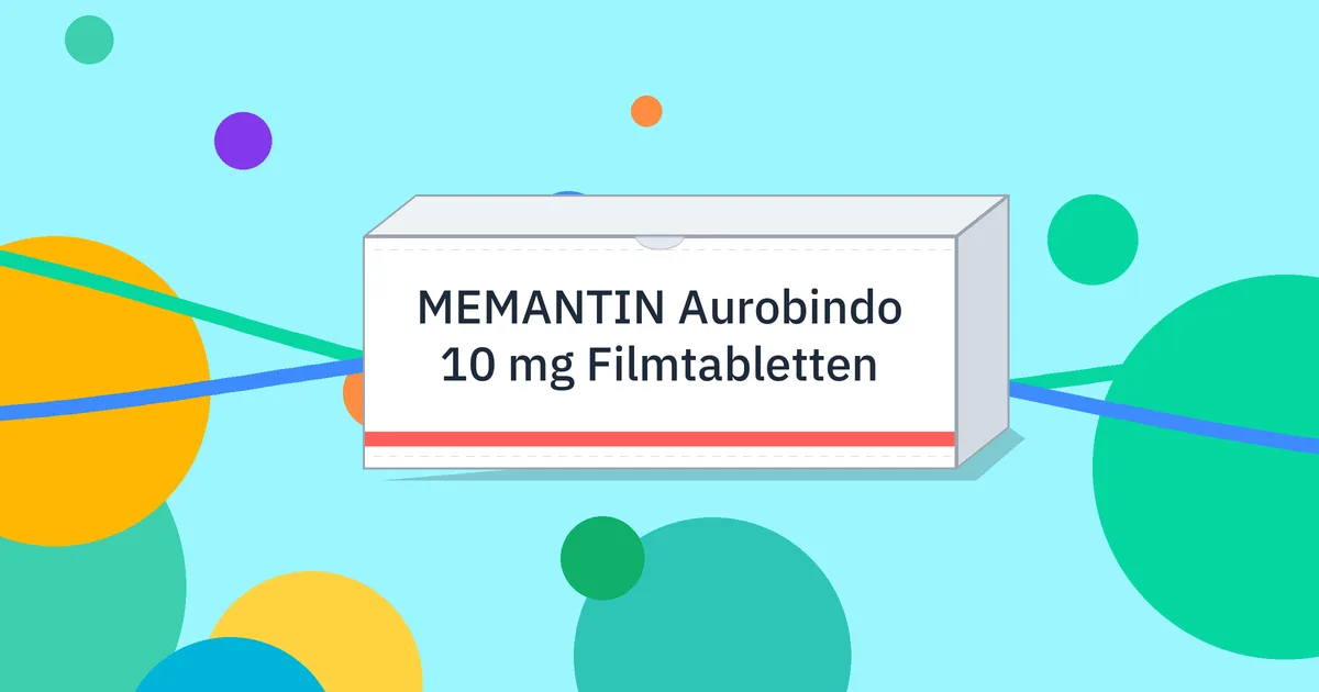 Symbolbild: Packung mit der Aufschrift MEMANTIN Aurobindo 10 mg Filmtabletten (PZN 10141983) – Verfügbarkeit und Bezug in Apotheken in Frankfurt am Main