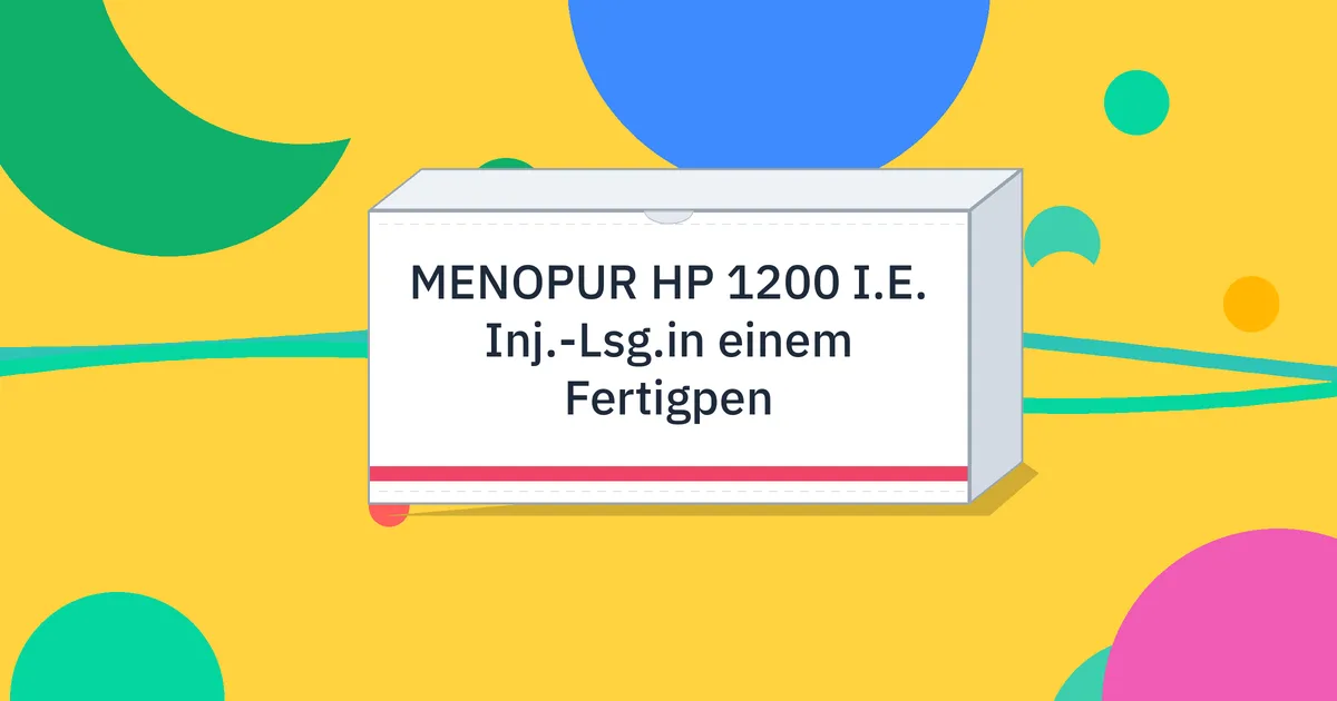 Symbolbild: Packung mit der Aufschrift MENOPUR HP 1200 I.E. Inj.-Lsg.in einem Fertigpen (PZN 19358655) – Verfügbarkeit und Bezug in Apotheken in Frankfurt am Main