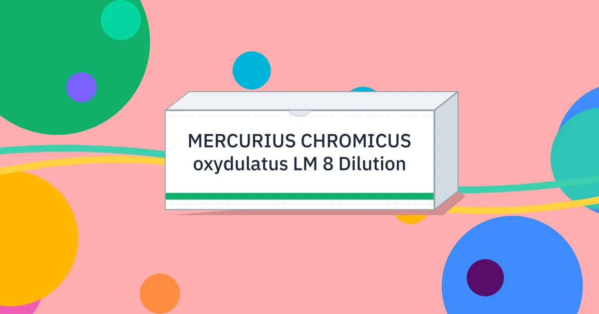 Symbolbild: Packung mit der Aufschrift MERCURIUS CHROMICUS oxydulatus LM 8 Dilution (PZN 12949442) – Verfügbarkeit und Bezug in Apotheken in Frankfurt am Main