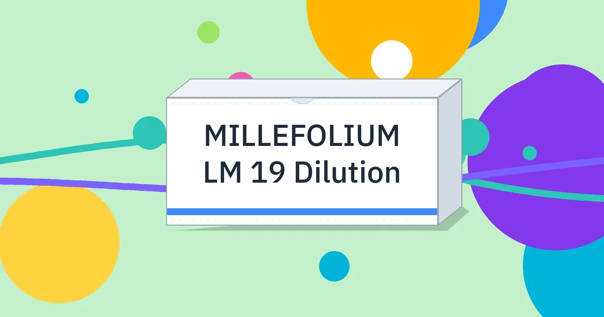 Symbolbild: Packung mit der Aufschrift MILLEFOLIUM LM 19 Dilution (PZN 13608045) – Verfügbarkeit und Bezug in Apotheken in Frankfurt am Main
