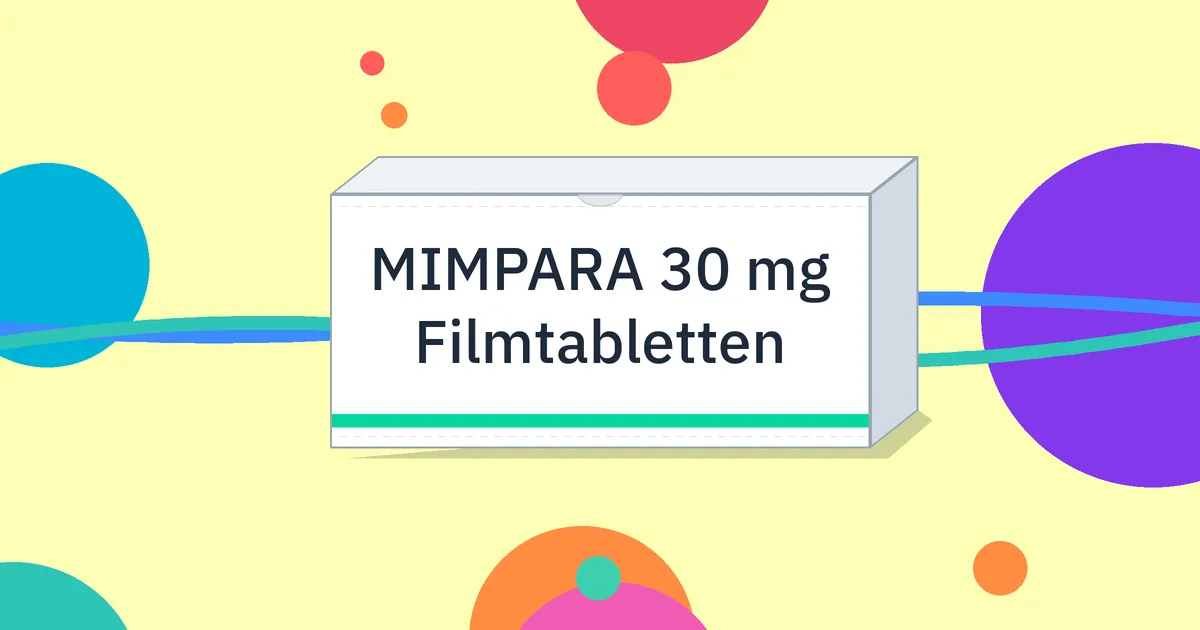 Symbolbild: Packung mit der Aufschrift MIMPARA 30 mg Filmtabletten (PZN 17437422) – Verfügbarkeit und Bezug in Apotheken in Frankfurt am Main