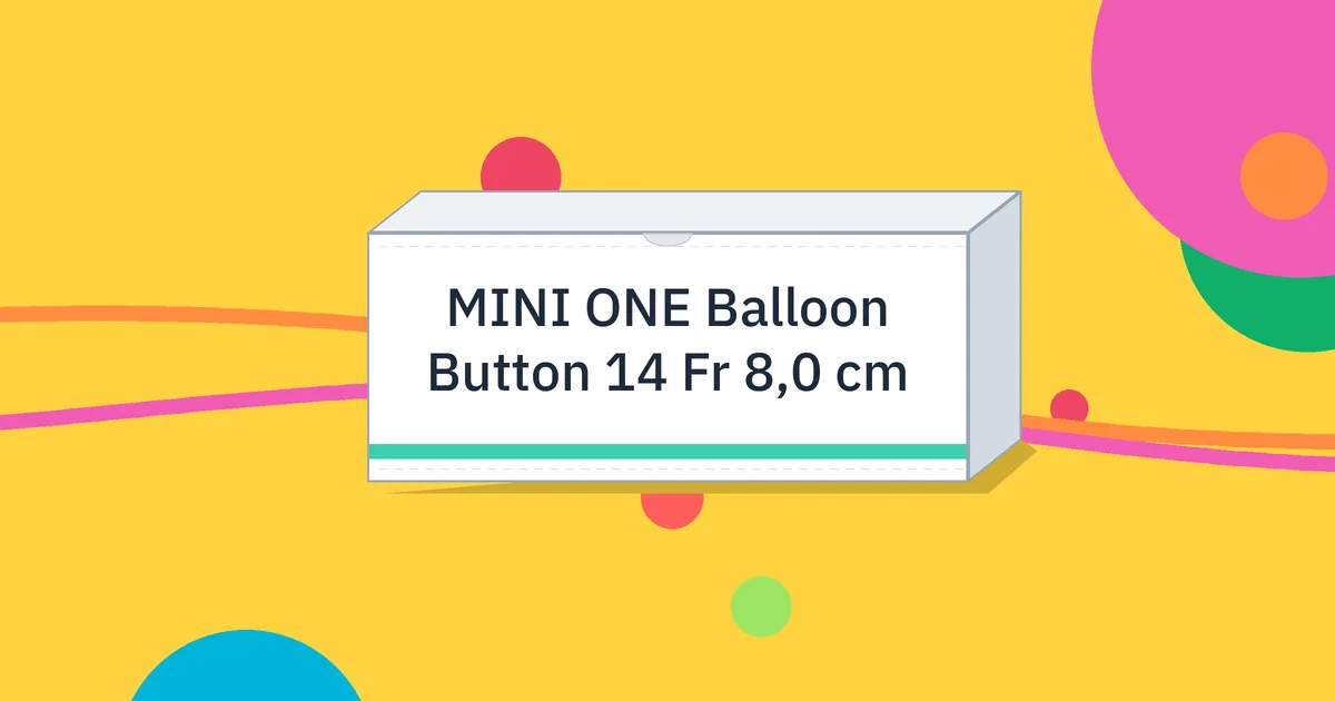 Symbolbild: Packung mit der Aufschrift MINI ONE Balloon Button 14 Fr 8,0 cm (PZN 16240054) – Verfügbarkeit und Bezug in Apotheken in Frankfurt am Main