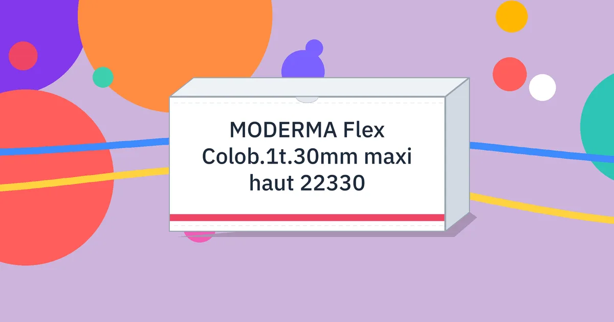 Symbolbild: Packung mit der Aufschrift MODERMA Flex Colob.1t.30mm maxi haut 22330 (PZN 00788689) – Verfügbarkeit und Bezug in Apotheken in Frankfurt am Main