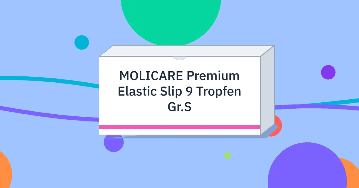 Symbolbild: Packung mit der Aufschrift MOLICARE Premium Elastic Slip 9 Tropfen Gr.S (PZN 15783947) – Verfügbarkeit und Bezug in Apotheken in Frankfurt am Main