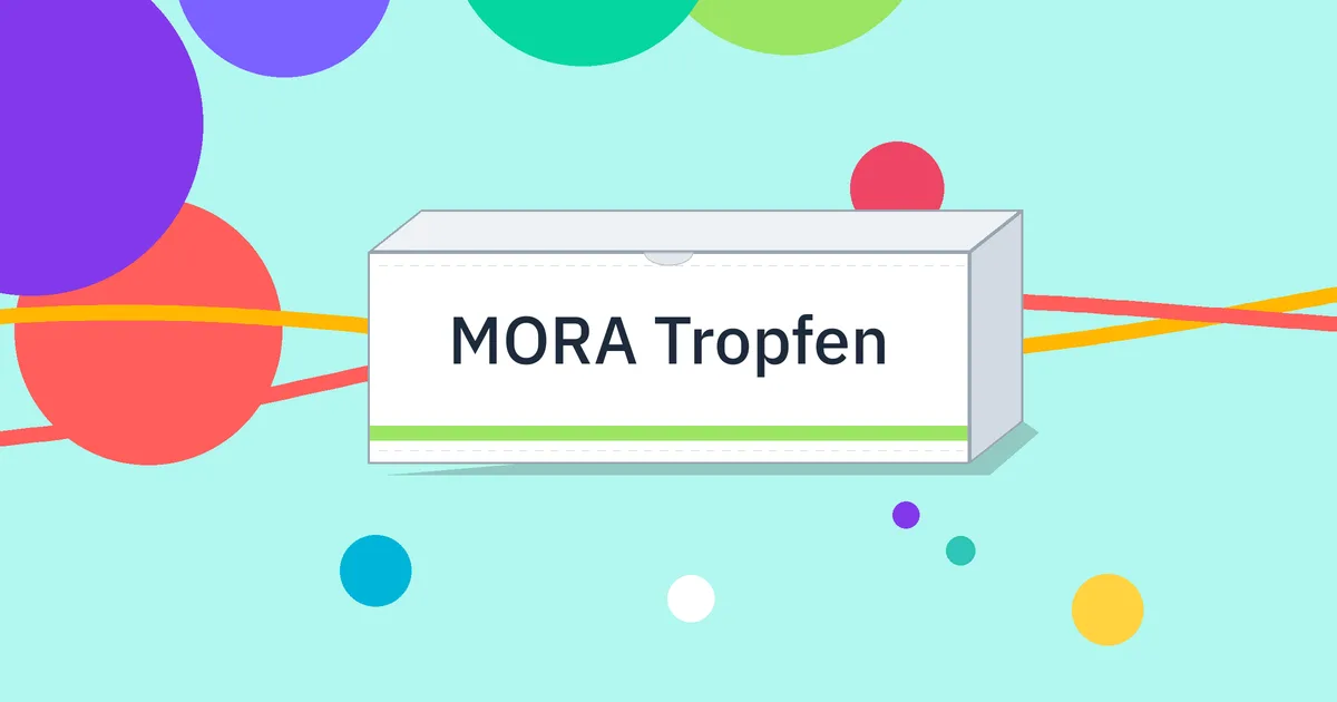 Symbolbild: Packung mit der Aufschrift MORA Tropfen (PZN 16396804) – Verfügbarkeit und Bezug in Apotheken in Frankfurt am Main