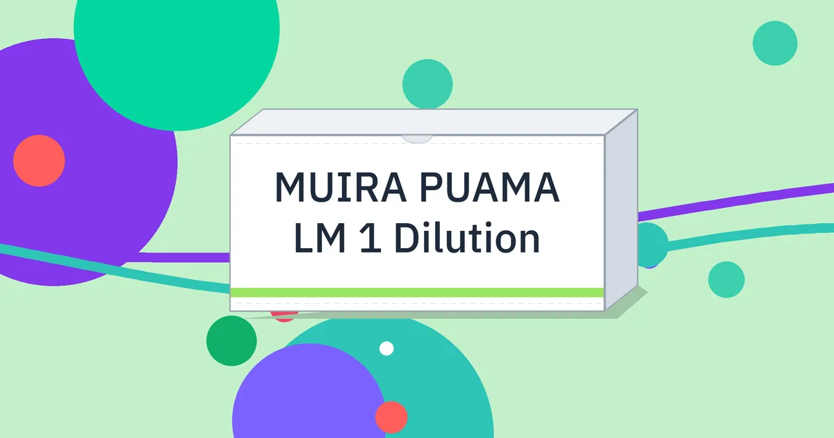 Symbolbild: Packung mit der Aufschrift MUIRA PUAMA LM 1 Dilution (PZN 13611053) – Verfügbarkeit und Bezug in Apotheken in Frankfurt am Main