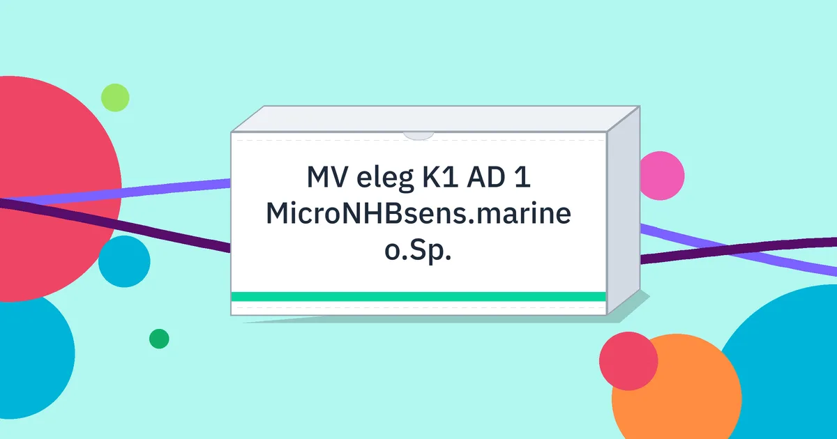 Symbolbild: Packung mit der Aufschrift MV eleg K1 AD 1 MicroNHBsens.marine o.Sp. (PZN 15670019) – Verfügbarkeit und Bezug in Apotheken in Frankfurt am Main