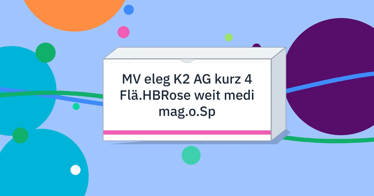 Symbolbild: Packung mit der Aufschrift MV eleg K2 AG kurz 4 Flä.HBRose weit medi mag.o.Sp (PZN 15706036) – Verfügbarkeit und Bezug in Apotheken in Frankfurt am Main