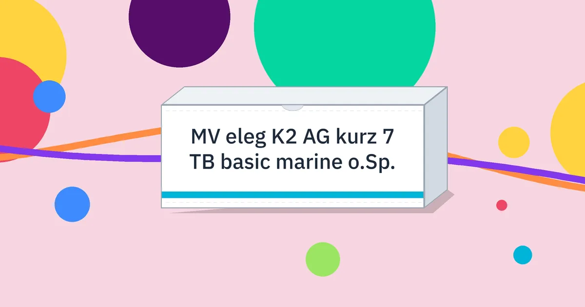 Symbolbild: Packung mit der Aufschrift MV eleg K2 AG kurz 7 TB basic marine o.Sp. (PZN 15284463) – Verfügbarkeit und Bezug in Apotheken in Frankfurt am Main