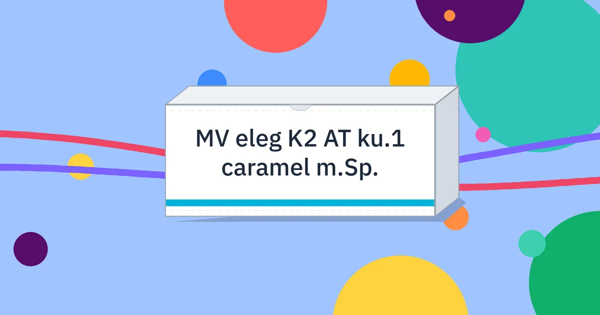 Symbolbild: Packung mit der Aufschrift MV eleg K2 AT ku.1 caramel m.Sp. (PZN 00529953) – Verfügbarkeit und Bezug in Apotheken in Frankfurt am Main