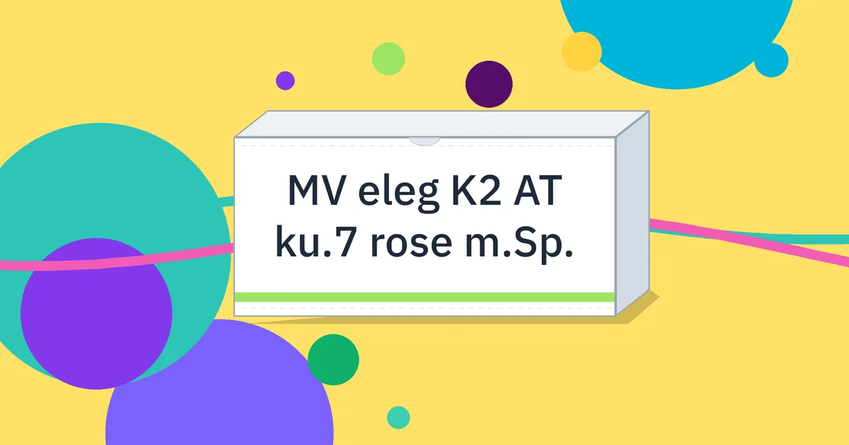 Symbolbild: Packung mit der Aufschrift MV eleg K2 AT ku.7 rose m.Sp. (PZN 15288314) – Verfügbarkeit und Bezug in Apotheken in Frankfurt am Main