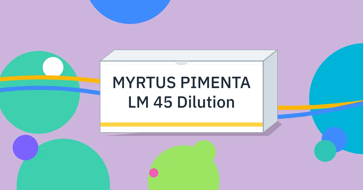 Symbolbild: Packung mit der Aufschrift MYRTUS PIMENTA LM 45 Dilution (PZN 13614695) – Verfügbarkeit und Bezug in Apotheken in Frankfurt am Main