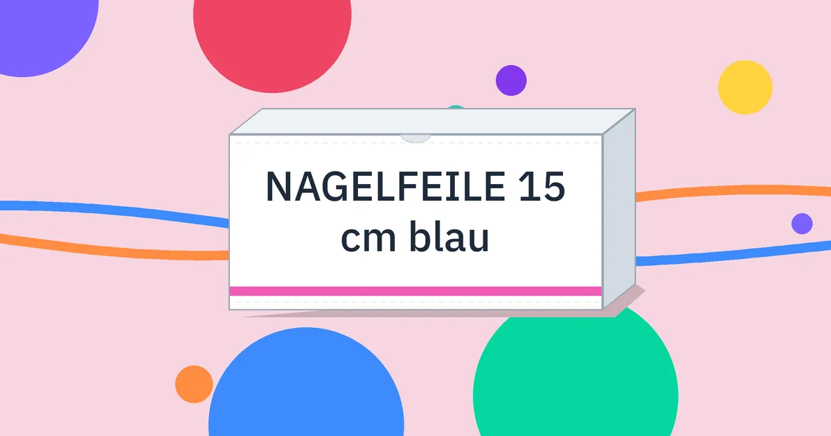 Symbolbild: Packung mit der Aufschrift NAGELFEILE 15 cm blau (PZN 01516295) – Verfügbarkeit und Bezug in Apotheken in Frankfurt am Main