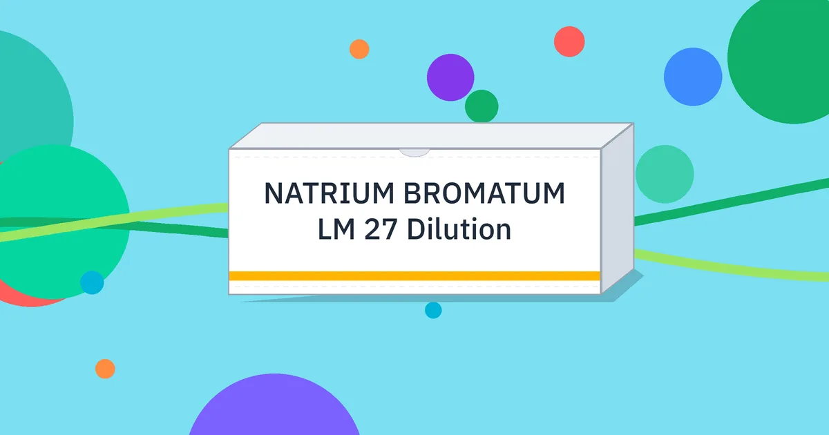 Symbolbild: Packung mit der Aufschrift NATRIUM BROMATUM LM 27 Dilution (PZN 12961383) – Verfügbarkeit und Bezug in Apotheken in Frankfurt am Main