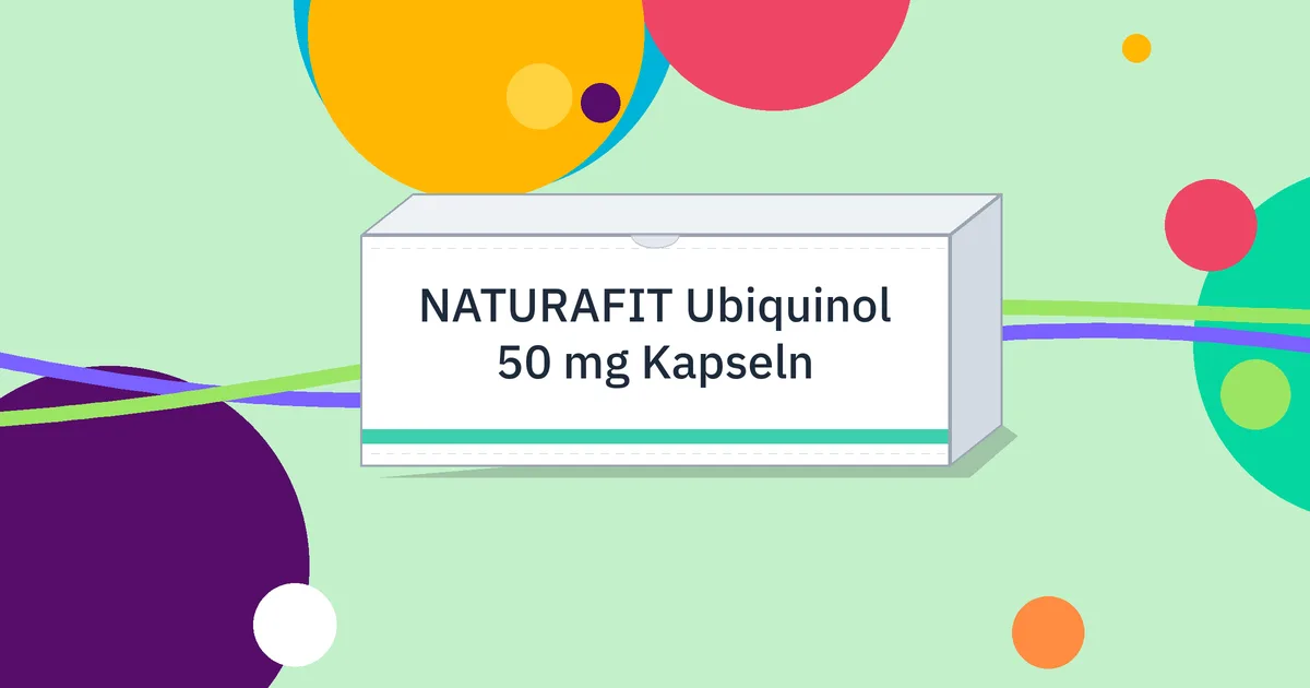 Symbolbild: Packung mit der Aufschrift NATURAFIT Ubiquinol 50 mg Kapseln (PZN 09899829) – Verfügbarkeit und Bezug in Apotheken in Frankfurt am Main