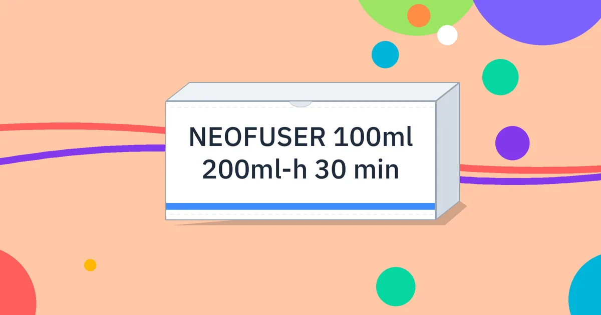 Symbolbild: Packung mit der Aufschrift NEOFUSER 100ml 200ml-h 30 min (PZN 16512357) – Verfügbarkeit und Bezug in Apotheken in Frankfurt am Main