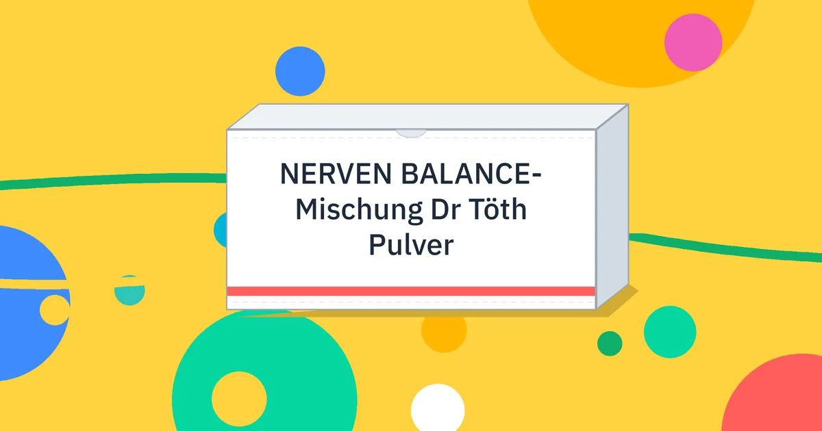 Symbolbild: Packung mit der Aufschrift NERVEN BALANCE-Mischung Dr Töth Pulver (PZN 20651981) – Verfügbarkeit und Bezug in Apotheken in Frankfurt am Main