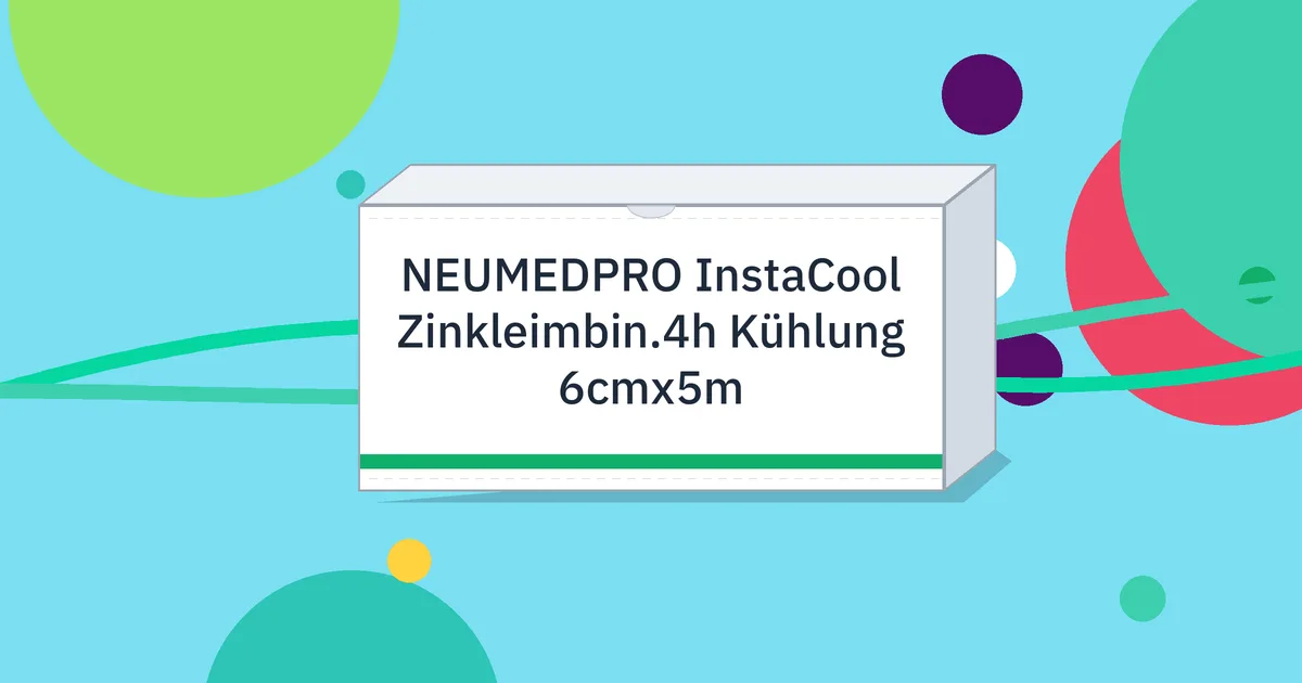 Symbolbild: Packung mit der Aufschrift NEUMEDPRO InstaCool Zinkleimbin.4h Kühlung 6cmx5m (PZN 19554238) – Verfügbarkeit und Bezug in Apotheken in Frankfurt am Main