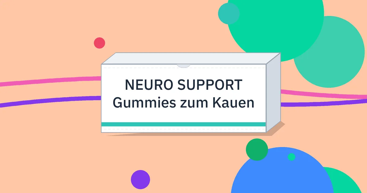 Symbolbild: Packung mit der Aufschrift NEURO SUPPORT Gummies zum Kauen (PZN 20029655) – Verfügbarkeit und Bezug in Apotheken in Frankfurt am Main