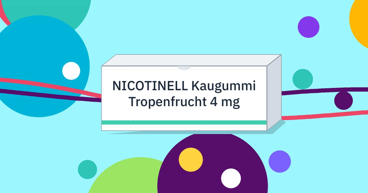 Symbolbild: Packung mit der Aufschrift NICOTINELL Kaugummi Tropenfrucht 4 mg (PZN 09916717) – Verfügbarkeit und Bezug in Apotheken in Frankfurt am Main