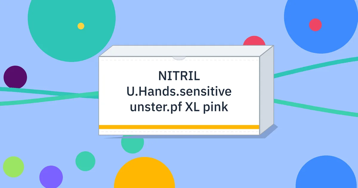Symbolbild: Packung mit der Aufschrift NITRIL U.Hands.sensitive unster.pf XL pink (PZN 11307090) – Verfügbarkeit und Bezug in Apotheken in Frankfurt am Main