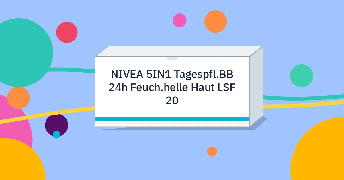 Symbolbild: Packung mit der Aufschrift NIVEA 5IN1 Tagespfl.BB 24h Feuch.helle Haut LSF 20 (PZN 17624874) – Verfügbarkeit und Bezug in Apotheken in Frankfurt am Main