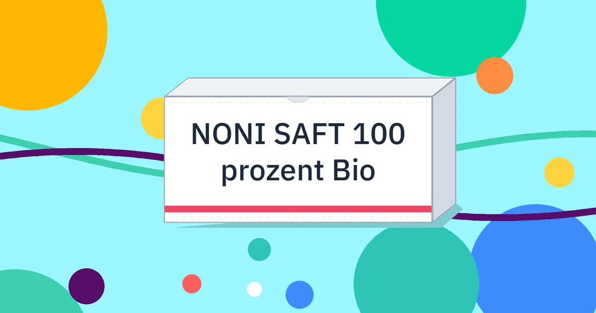 Symbolbild: Packung mit der Aufschrift NONI SAFT 100 prozent Bio (PZN 11516008) – Verfügbarkeit und Bezug in Apotheken in Frankfurt am Main
