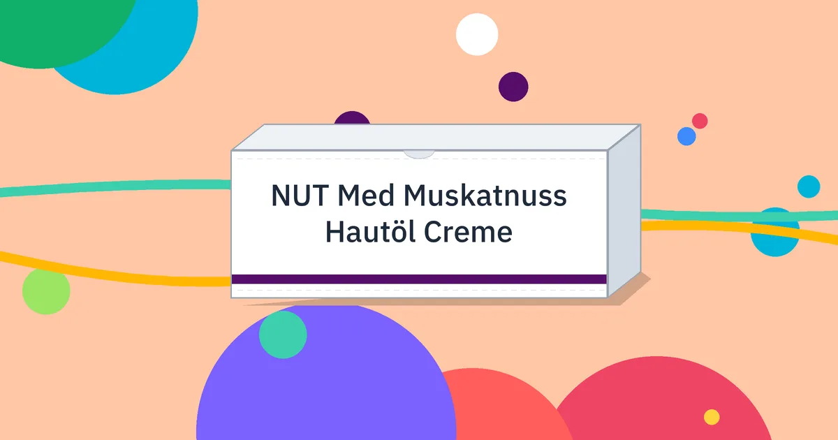 Symbolbild: Packung mit der Aufschrift NUT Med Muskatnuss Hautöl Creme (PZN 15408089) – Verfügbarkeit und Bezug in Apotheken in Frankfurt am Main