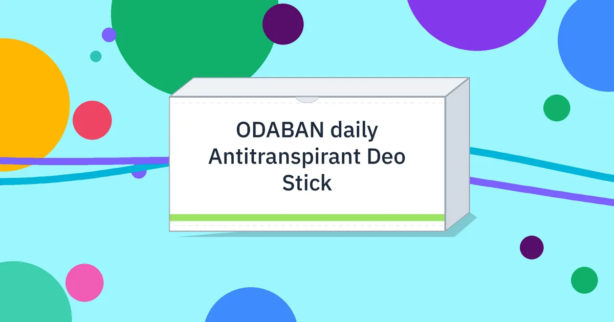 Symbolbild: Packung mit der Aufschrift ODABAN daily Antitranspirant Deo Stick (PZN 20339189) – Verfügbarkeit und Bezug in Apotheken in Frankfurt am Main