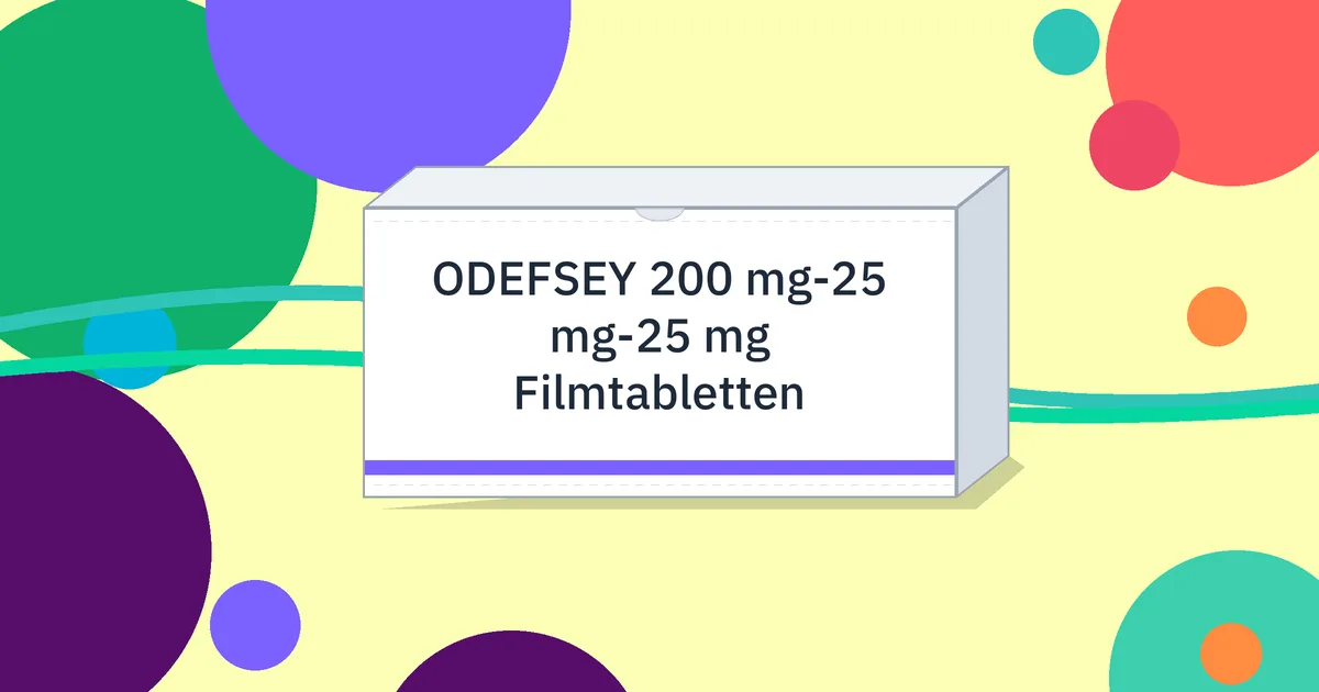 Symbolbild: Packung mit der Aufschrift ODEFSEY 200 mg-25 mg-25 mg Filmtabletten (PZN 13352628) – Verfügbarkeit und Bezug in Apotheken in Frankfurt am Main
