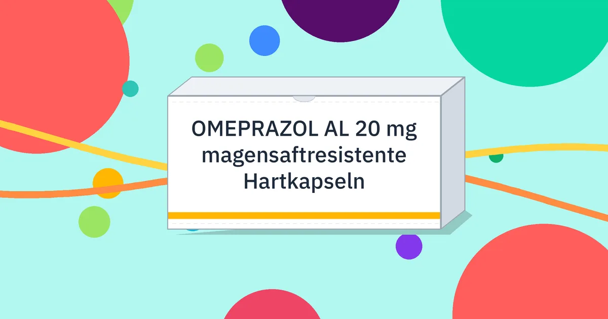 Symbolbild: Packung mit der Aufschrift OMEPRAZOL AL 20 mg magensaftresistente Hartkapseln (PZN 12644613) – Verfügbarkeit und Bezug in Apotheken in Frankfurt am Main