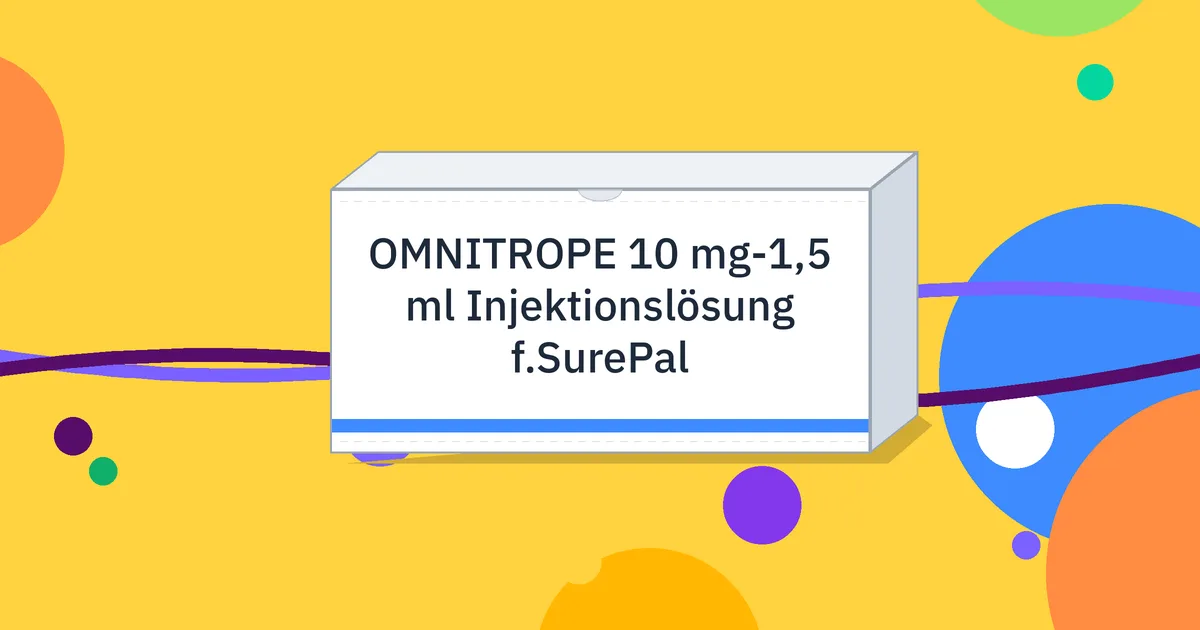 Symbolbild: Packung mit der Aufschrift OMNITROPE 10 mg-1,5 ml Injektionslösung f.SurePal (PZN 10073431) – Verfügbarkeit und Bezug in Apotheken in Frankfurt am Main